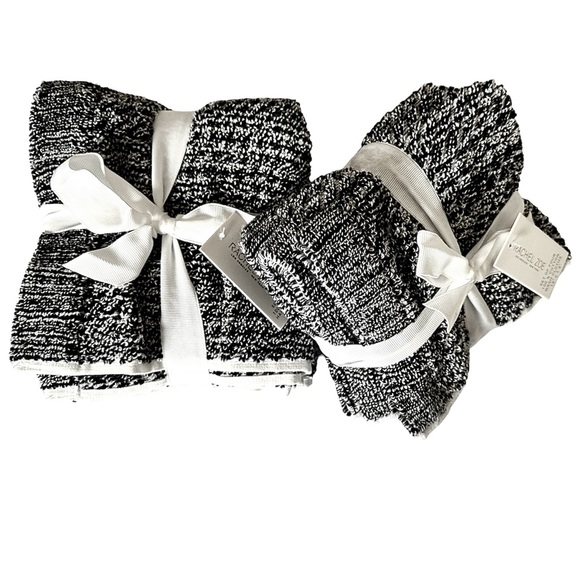 Rachel Zoe | Bath | Rachel Zoe 6 Pc Towel Set Black White Cotton 2 Hand ...
